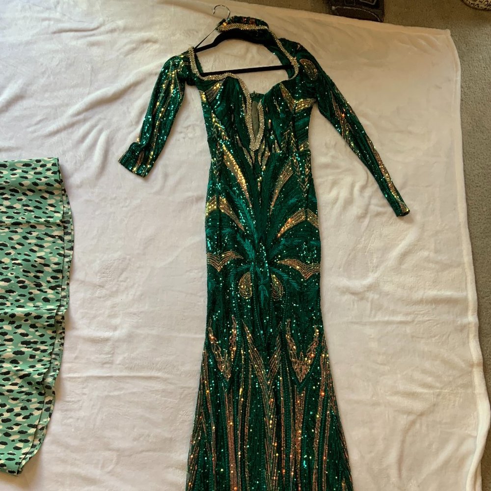 Multi Green Sequin Gown - Gem